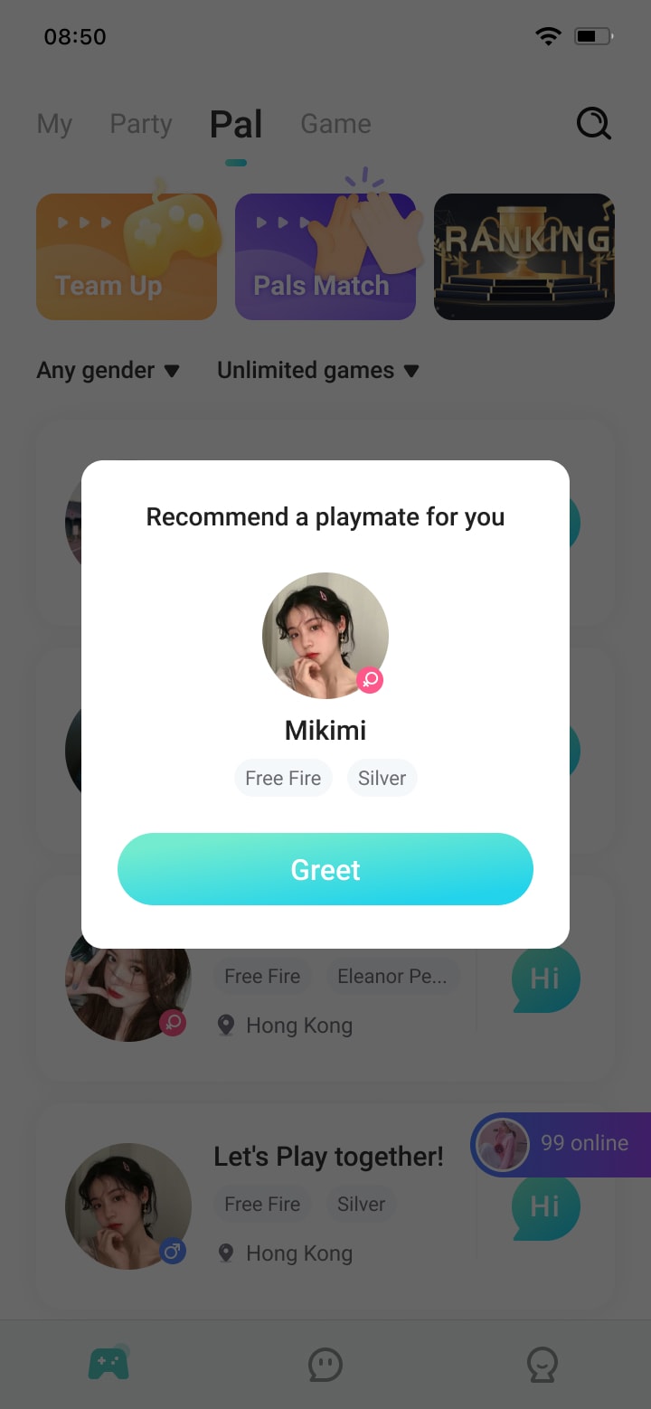 Dino Voice Chat丨Quick Match丨Team Up丨Game Room